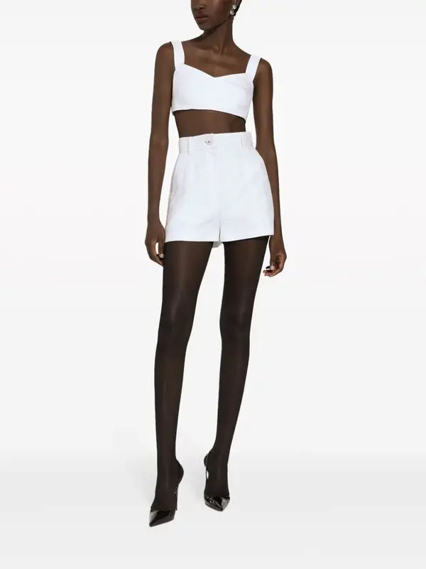 Dolce & Gabbana Logo-jacquard High-waisted Shorts - Neutrals