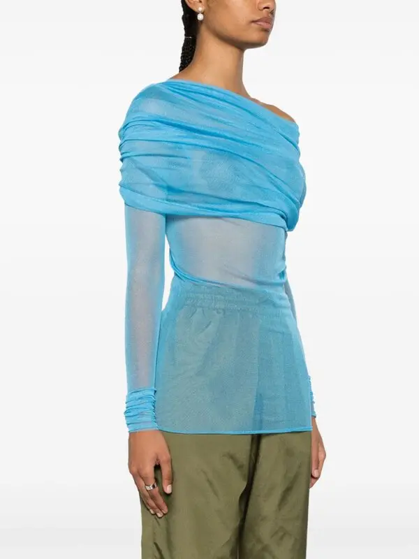 Christopher Esber Veiled Off-shoulder Silk Top