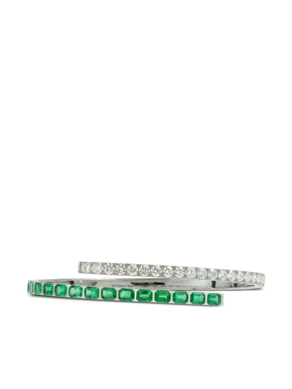ALINKA 18kt White Gold Eclipse Emerald And Diamond Bracelet - Silver
