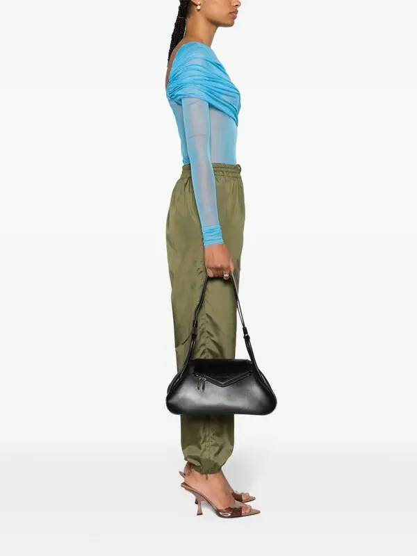 Amina Muaddi Gemini Leather Shoulder Bag