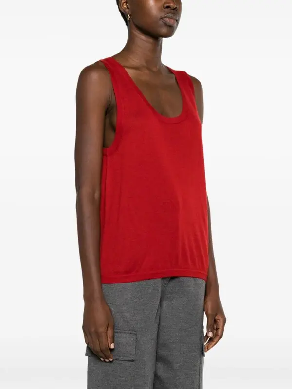 Frenckenberger Sleeveless Knitted Top - Red