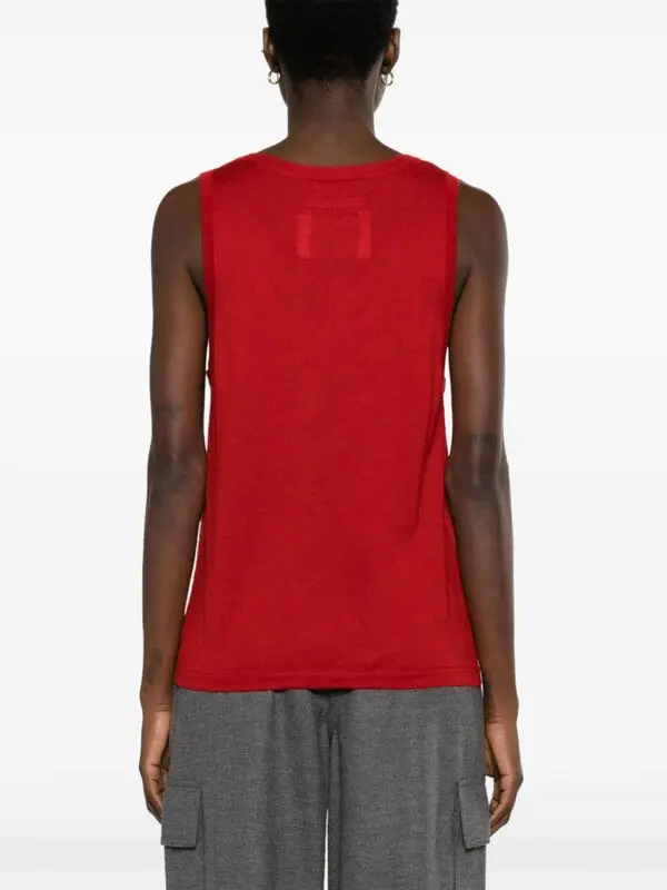 Frenckenberger Sleeveless Knitted Top - Red