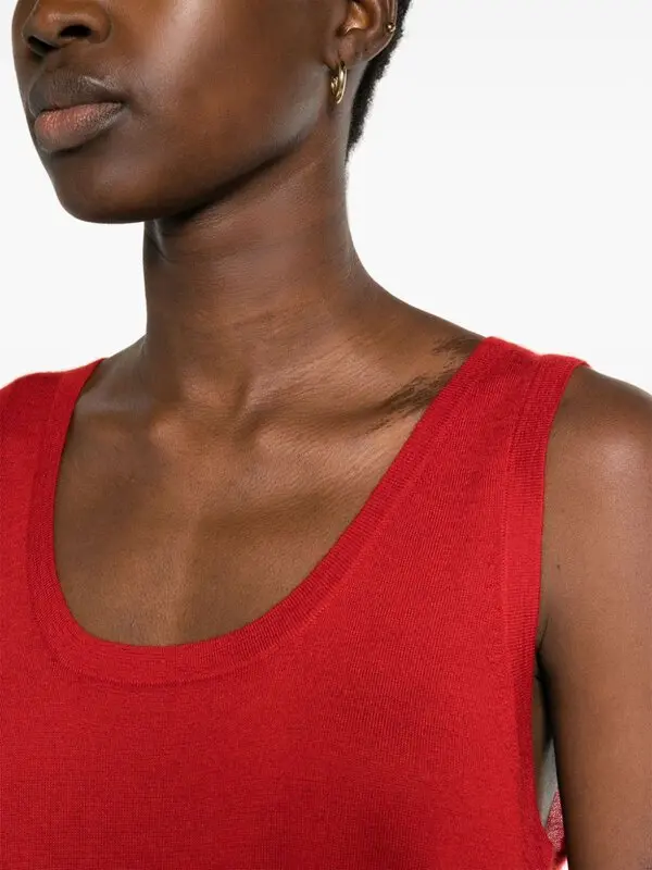 Frenckenberger Sleeveless Knitted Top - Red