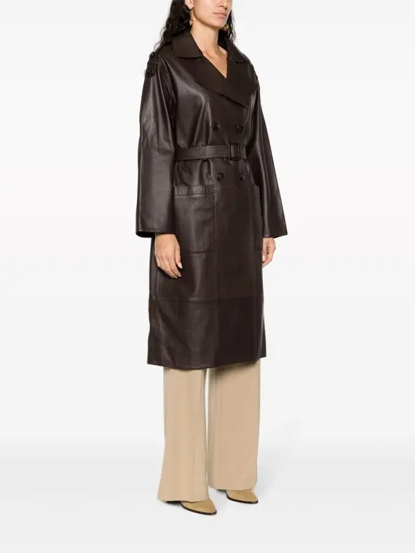 YVES SALOMON Double-breasted Leather Trench Coat