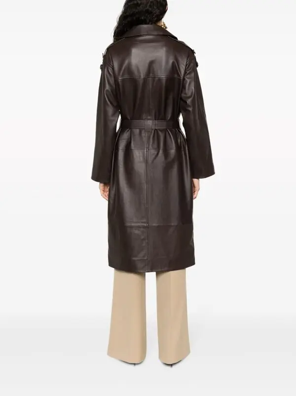 YVES SALOMON Double-breasted Leather Trench Coat