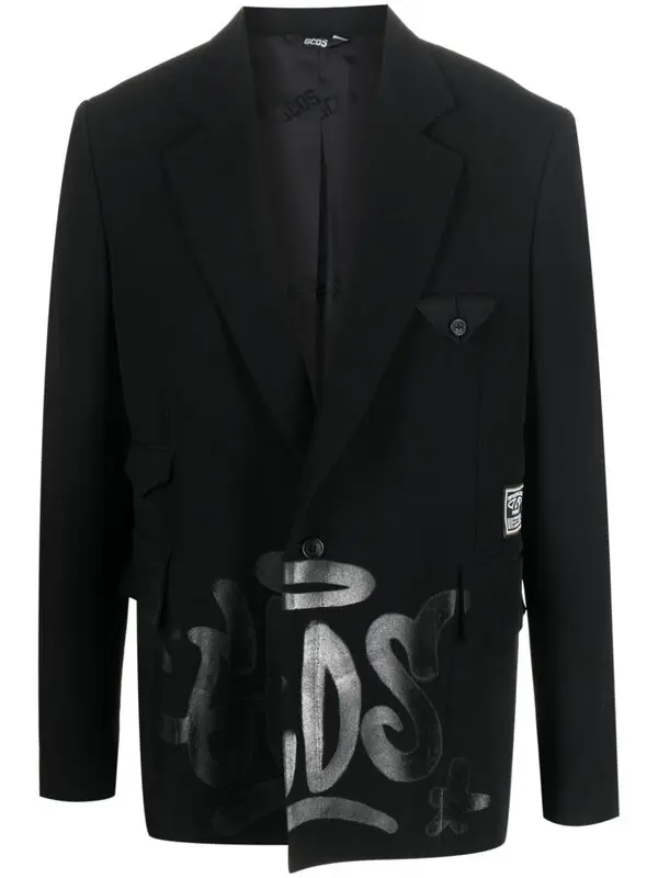 Gcds Graffiti-print Silk Blazer