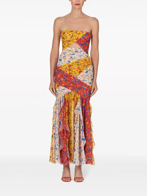 Carolina Herrera Floral-Print Cut-Out Maxi Dress In Yellow - 50% Off |  Editorialist