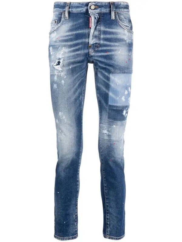 Dsquared2 Paint-splatter Distressed Skinny Jeans