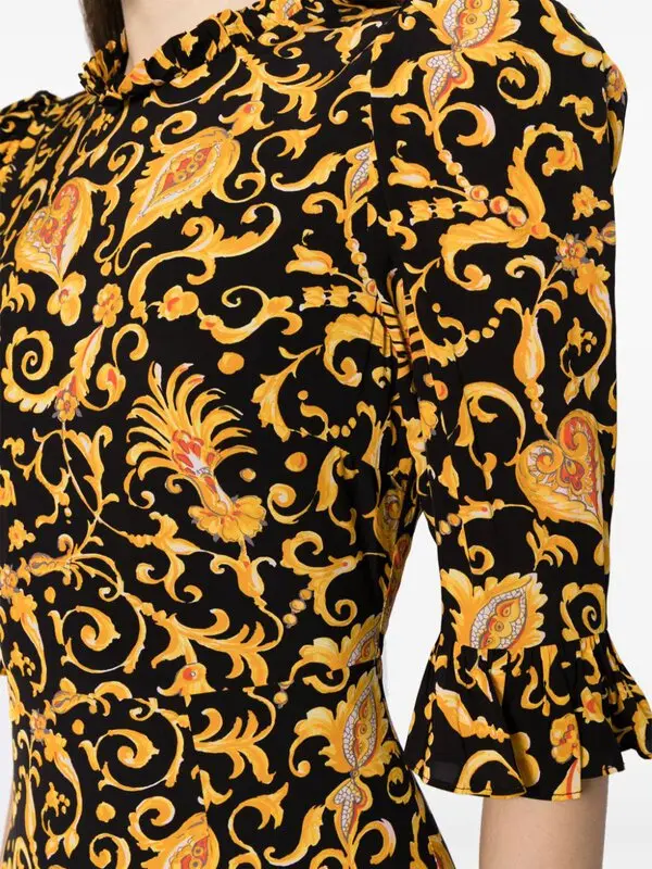 Rhode Felix Baroque-print Midi Dress