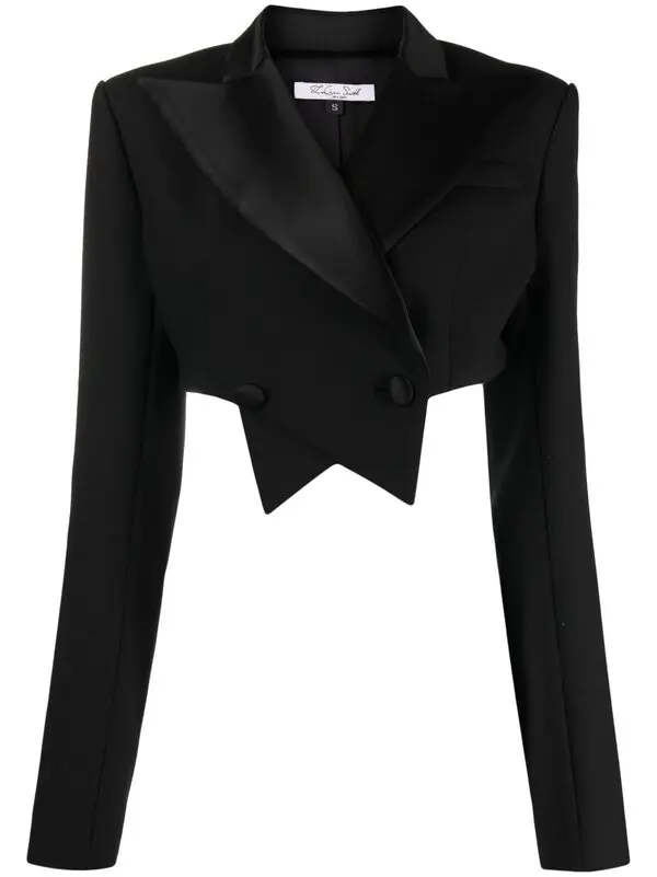 LAQUAN SMITH Double-breasted Cropped Blazer - Black