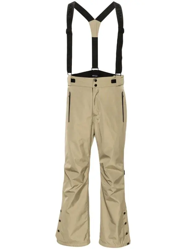 YVES SALOMON Logo-print Strap Straight-leg Trousers - Green
