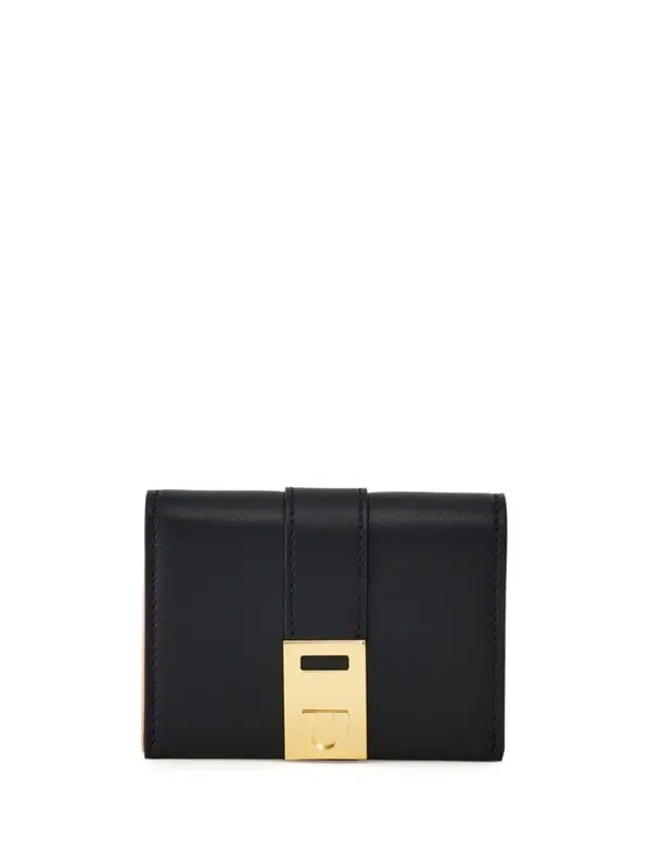 FERRAGAMO Hug Two-tone Leather Wallet - Black
