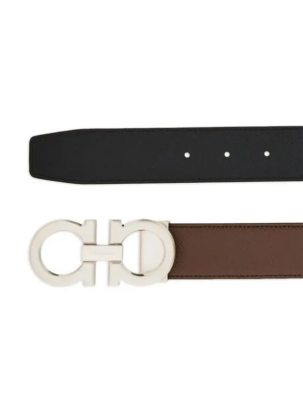 FERRAGAMO Gancini Buckle Reversible Leather Belt - Brown