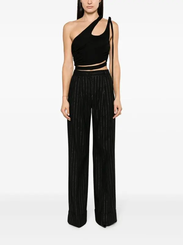 ANDREĀDAMO Cut-out Draped Cropped Top