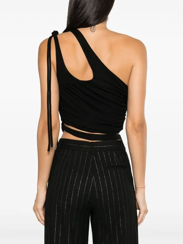 ANDREĀDAMO Cut-out Draped Cropped Top