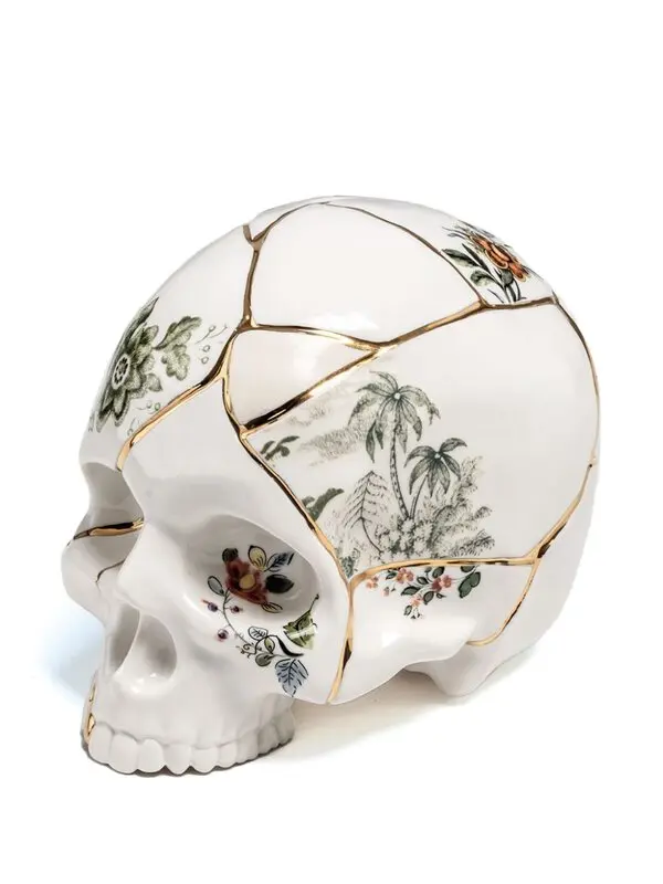 SELETTI X Marcantonio Raimondi Malerba Kintsugi Porcelain Skull - White
