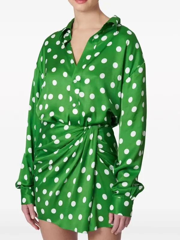 Carolina Herrera Polka-dot Print Ruched Skirt