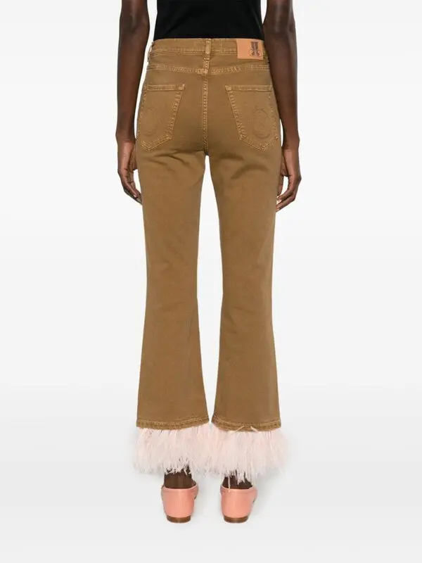 La DoubleJ Feather-trim Cropped Jeans