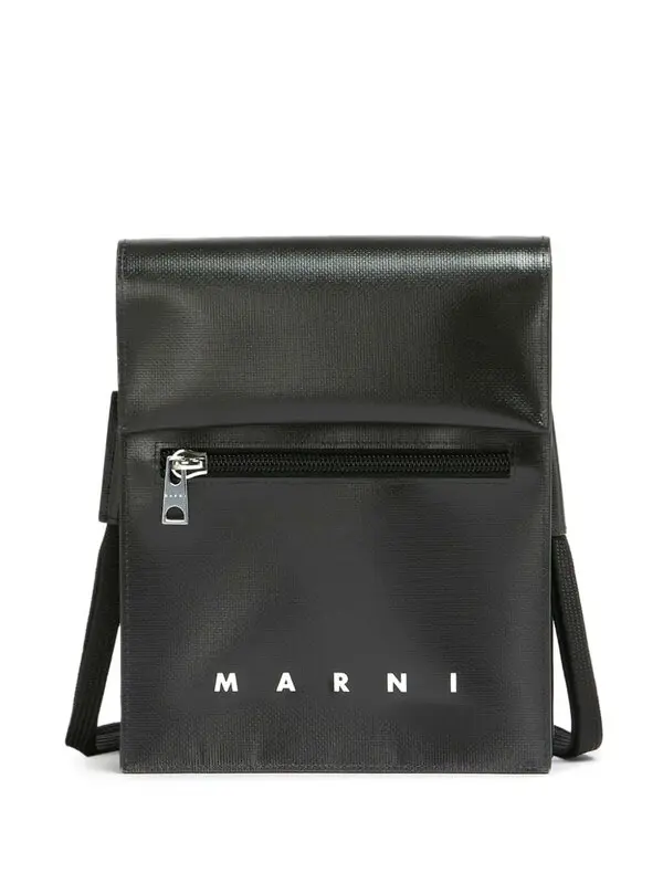 Marni Logo-print Press-stud Fastening Shoulder Bag - Black