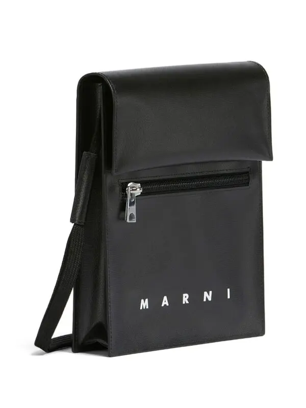 Marni Logo-print Press-stud Fastening Shoulder Bag - Black
