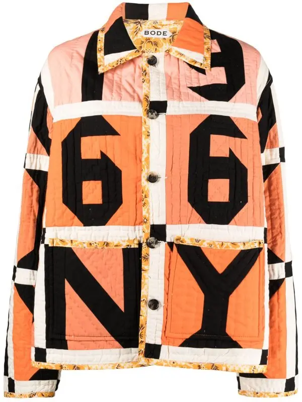 BODE Letter Block Patchwork Shirt Jacket - Orange