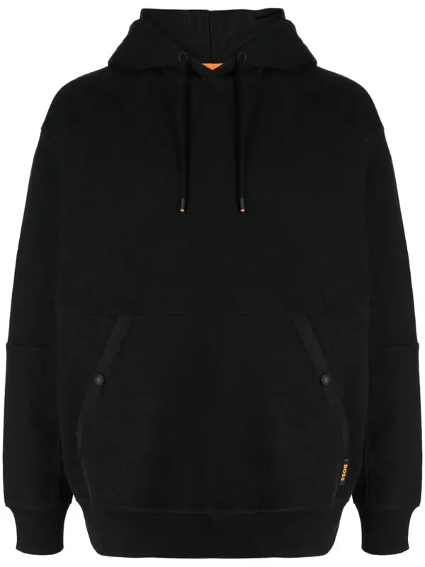 BOSS Logo-tag Jersey Hoodie - Black