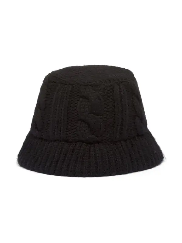 Prada Triangle-logo Wool Bucket Hat - Black