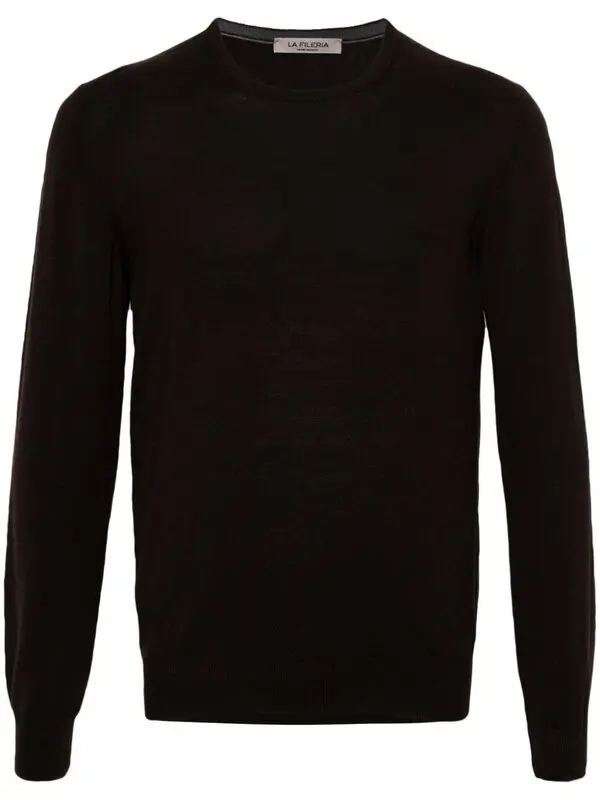 FILERIA Crew-neck Virgin Wool Jumper - Brown