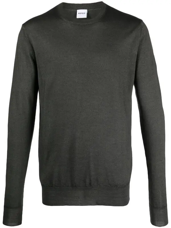 Aspesi Crew Neck Mélange-effect Jumper - Grey