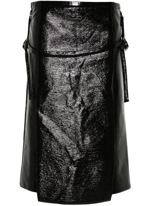 COURREGES Logo-embroidered Vinyl Midi Skirt