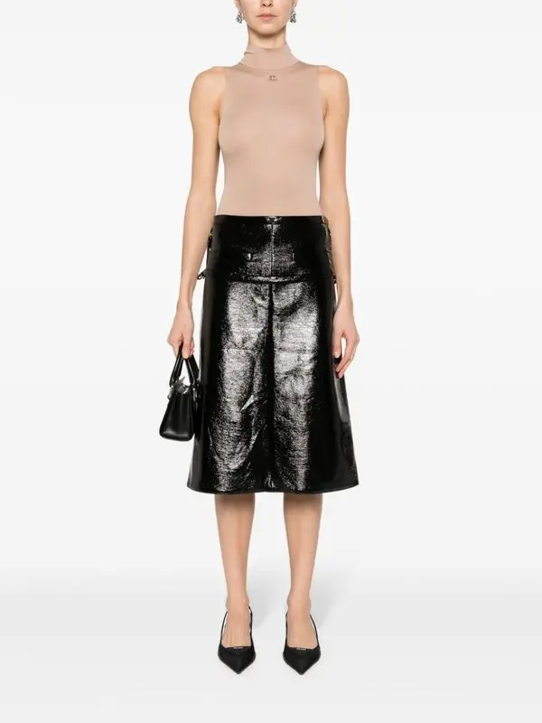 COURREGES Logo-embroidered Vinyl Midi Skirt