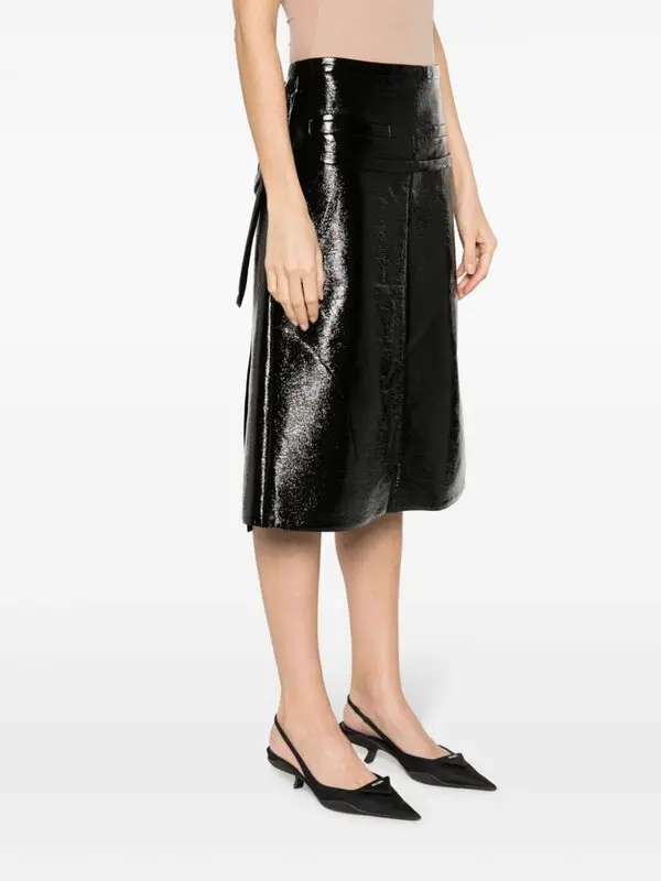 COURREGES Logo-embroidered Vinyl Midi Skirt