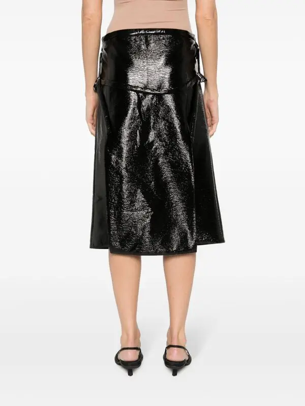 COURREGES Logo-embroidered Vinyl Midi Skirt