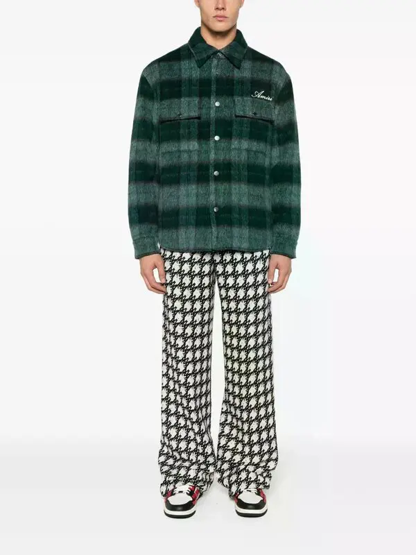 Amiri Embroidered-logo Plaid-patterned Shirt Jacket