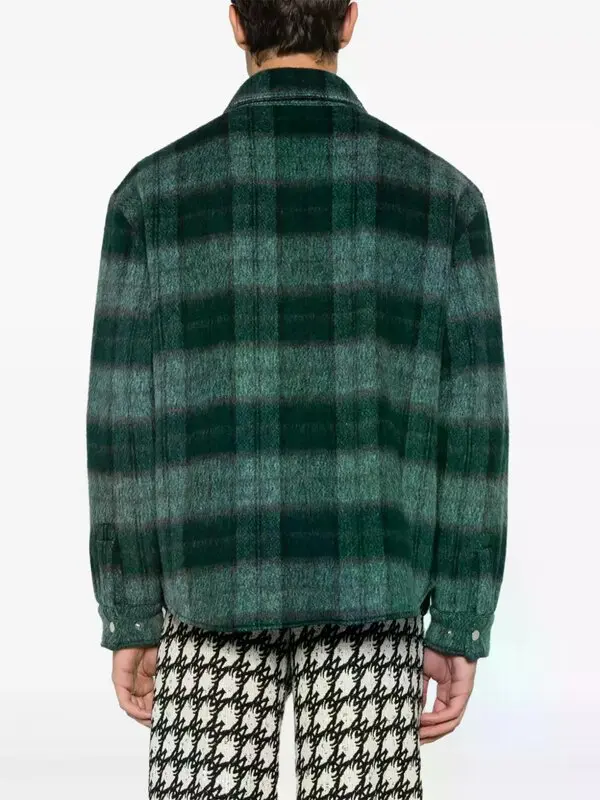 Amiri Embroidered-logo Plaid-patterned Shirt Jacket