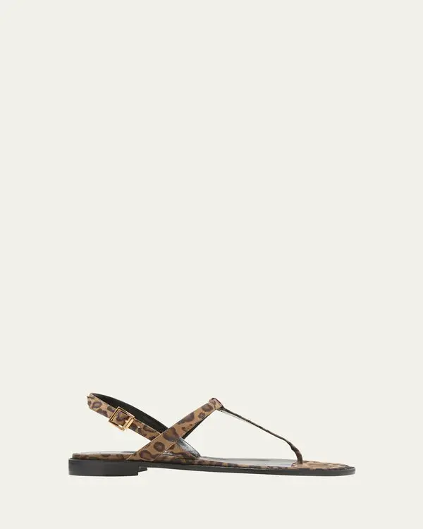 Manolo Blahnik Hata -print Thong Slingback Sandals - Leopard