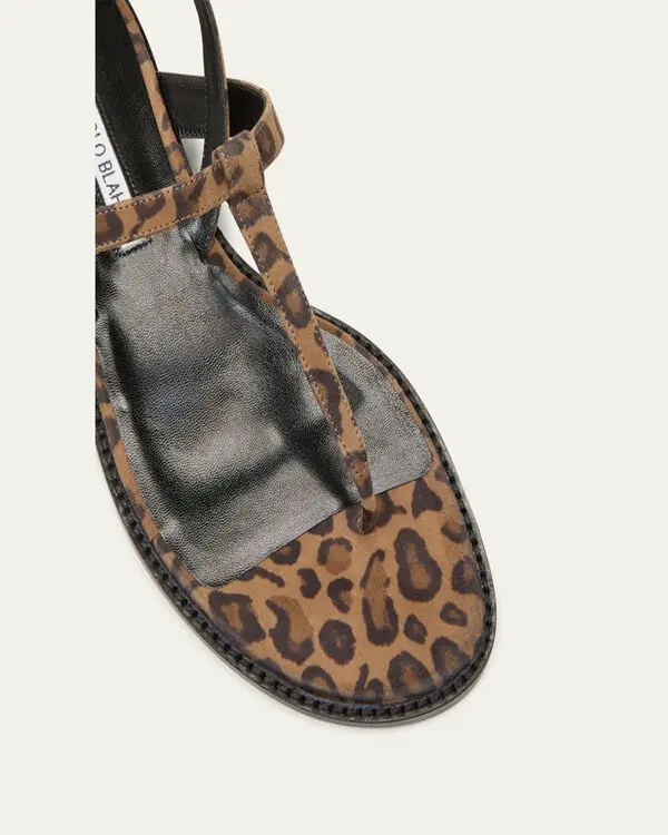 Manolo Blahnik Hata -print Thong Slingback Sandals - Leopard