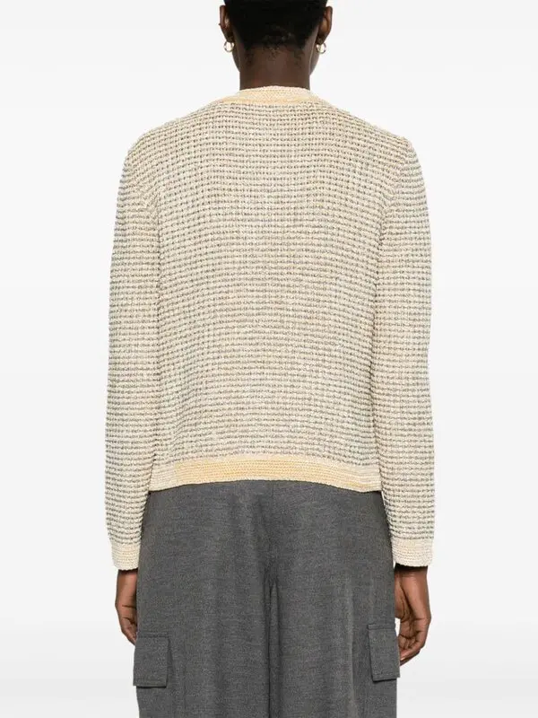 Tory Burch Metallic-thread Striped Cardigan - Neutrals