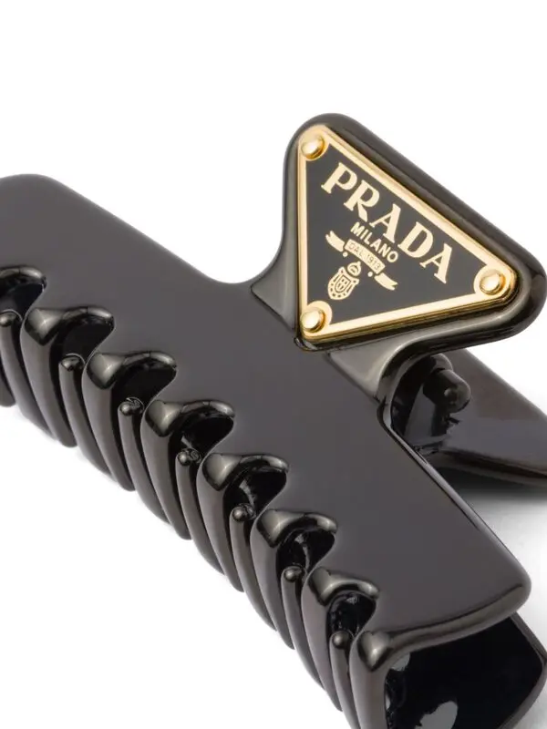 Prada Triangle-logo Claw Clip - Black
