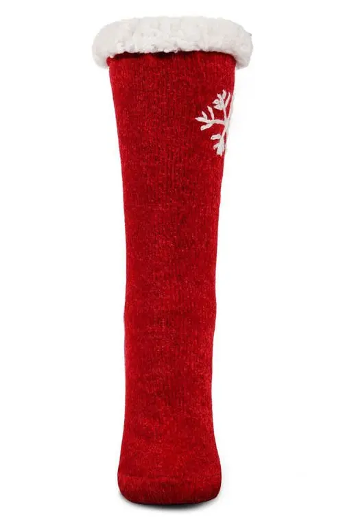 MEMOI Sweet Snowflake Fleece-lined Crew Socks