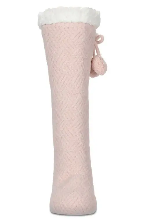 MEMOI Pompom Fleece Lined Slipper Socks