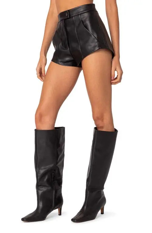 EDIKTED Ramona Faux Leather High-waist Shorts