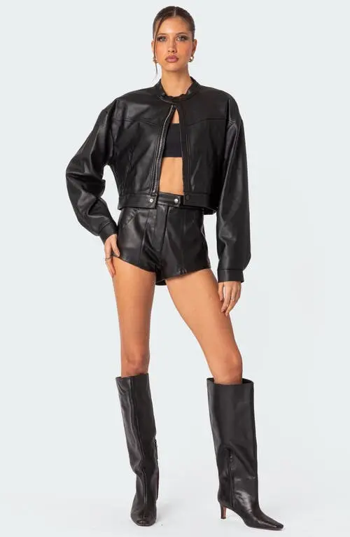 EDIKTED Ramona Faux Leather High-waist Shorts