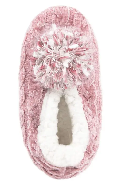 MEMOI Cable Chenille Slipper Socks - Pink