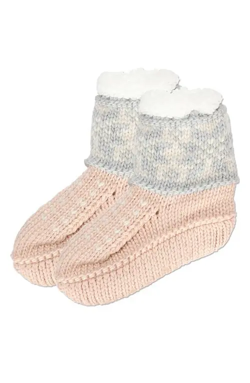 MEMOI Snowflake Border Slipper Socks - Blush