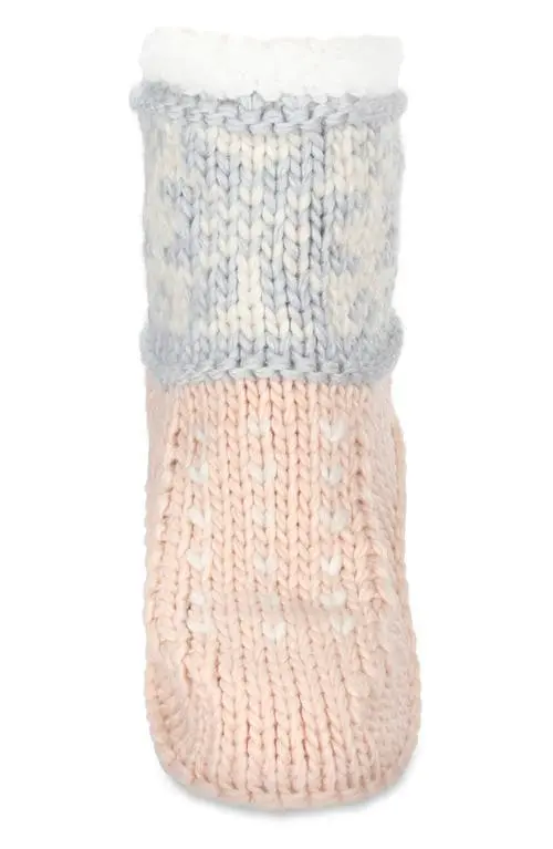 MEMOI Snowflake Border Slipper Socks - Blush