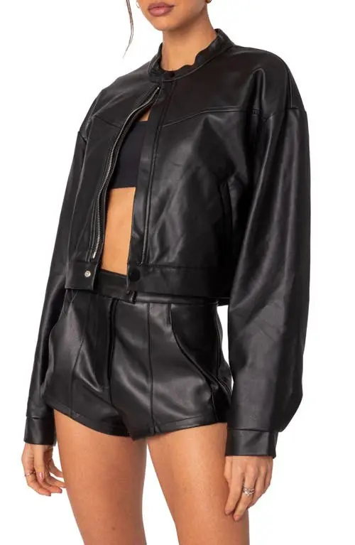 EDIKTED Ramona Crop Faux Leather Jacket