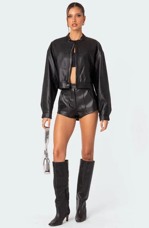 EDIKTED Ramona Crop Faux Leather Jacket