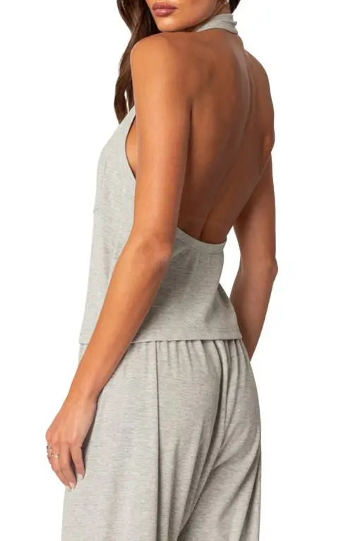 EDIKTED Rosanna Halter Neck Rib Pajama Top