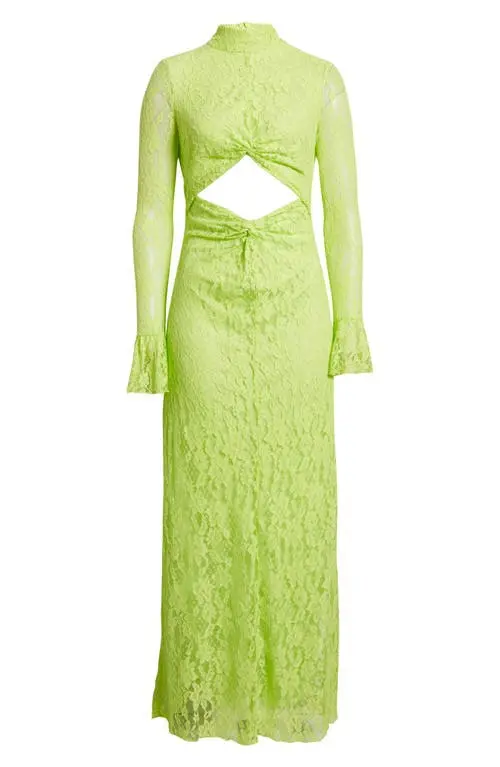 Something New Natalie Cutout Long Sleeve Lace Maxi Dress In Acid Lime - 61%  Off | Editorialist